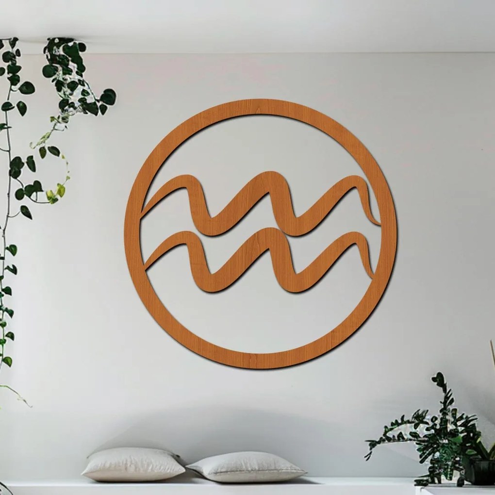 dřevo života Dřevěný obraz znamení zvěrokruhu Vodnář Zvolte rozměr (cm): 20x20, Zvolte barvu dekoru: Dub Sonoma