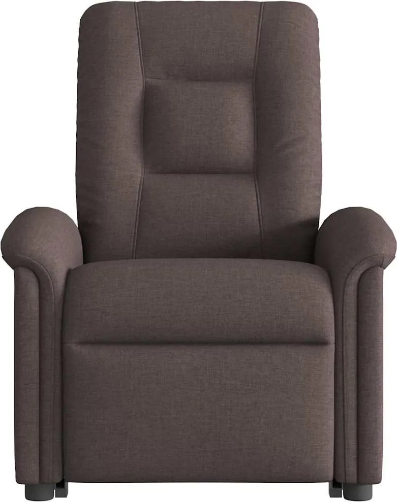 Zvedací polohovací křeslo tmavě hnědé textil 3303259