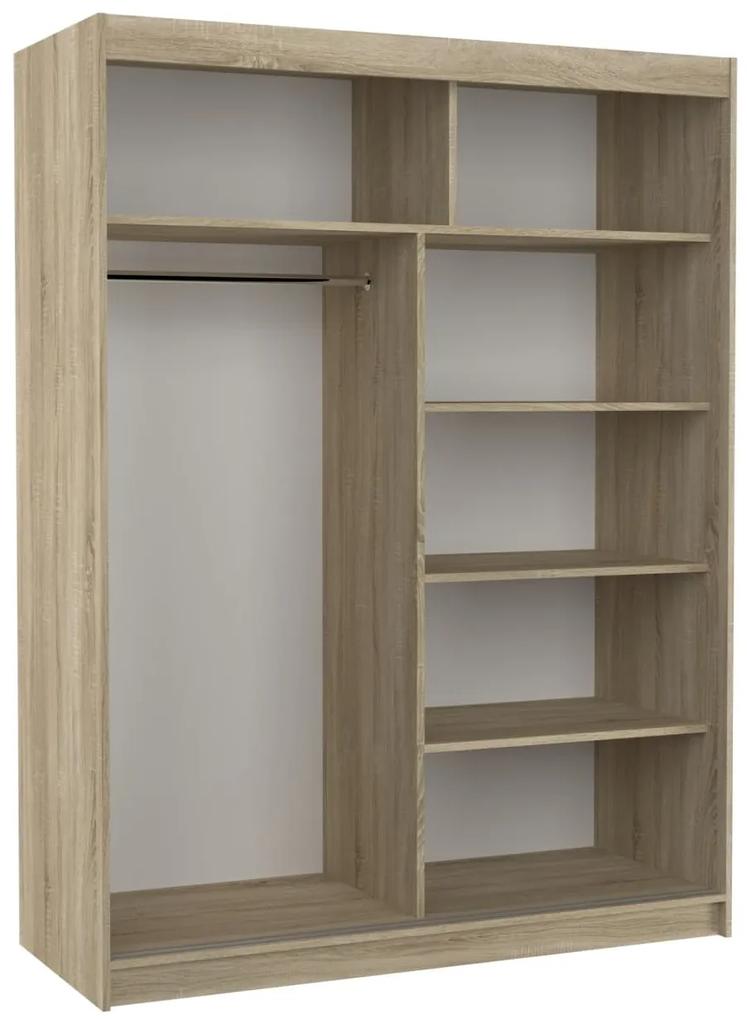 Šatní skříň s posuvnými dveřmi Nordic - 150 cm Barva: Bílá/Černá