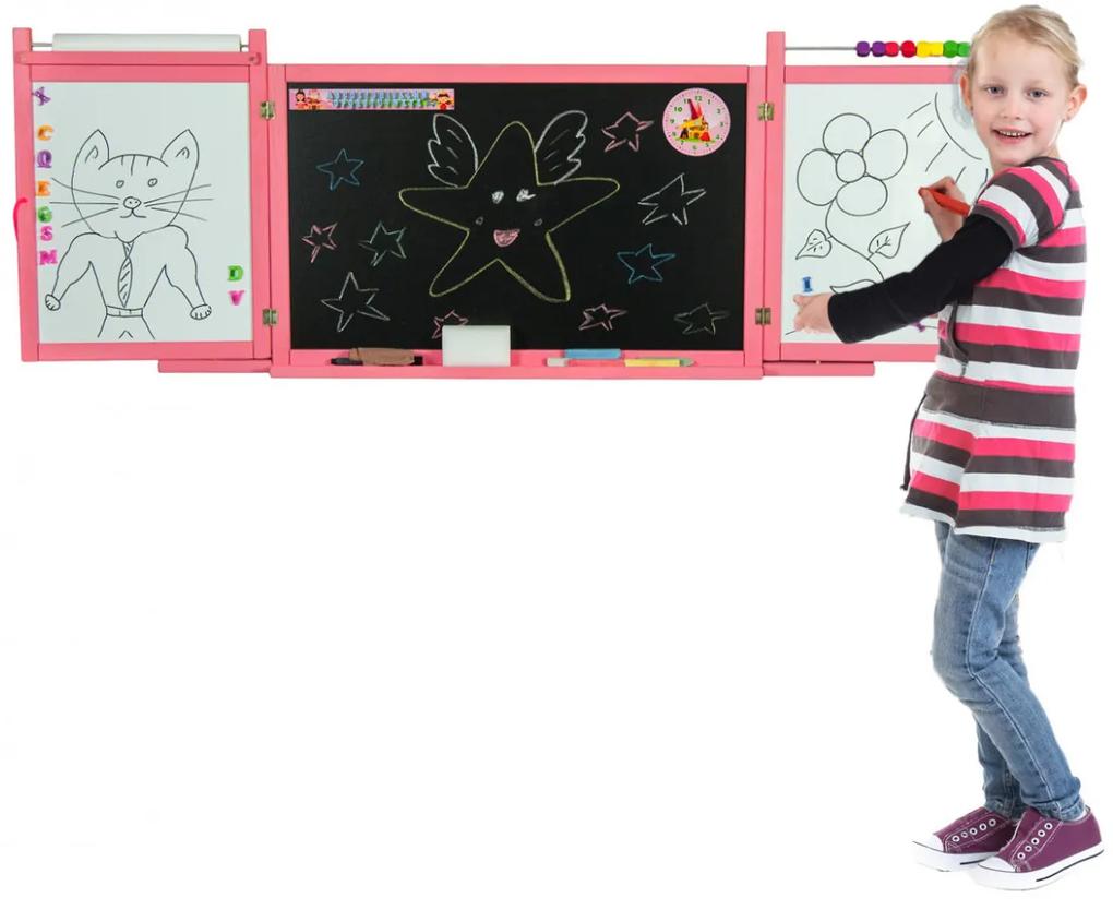 Forclaire Dětská magnetická/křídová tabule na stěnu - růžová