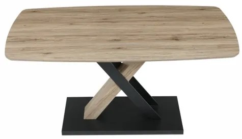 Jídelní stůl 160x90 MDF 3D dekor dub san remo kovové nohy černý lak HT-W1570 SRE