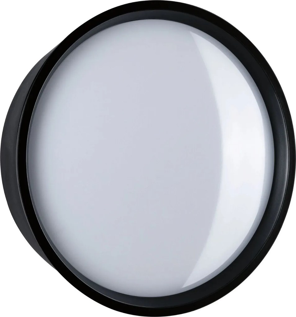 P 94696 LED venkovní nástěnné svítidlo Platomo IP44 kruhové 180mm 3000K 14,5W 230V černá umělá hmota - PAULMANN