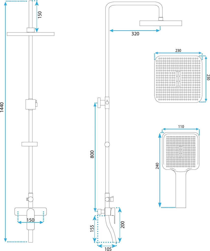 Rea Argus, sprchový set s vanovou výlevkou, měděná matná, REA-P3001