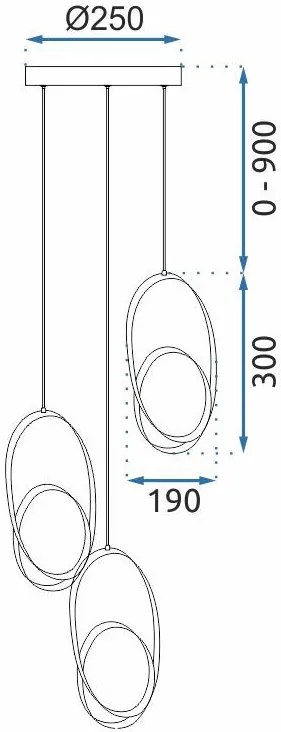 Toolight Toolight, LED závěsné svítidlo G082-3CPR, zlatá, OSW-09741