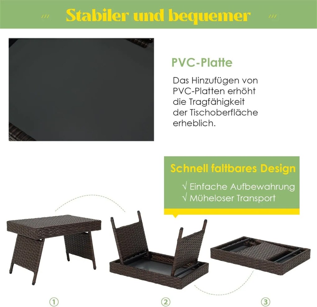 Costway Skládací konferenční stolek Venkovní s deskou z PVC – 60 × 40 × 40 cm