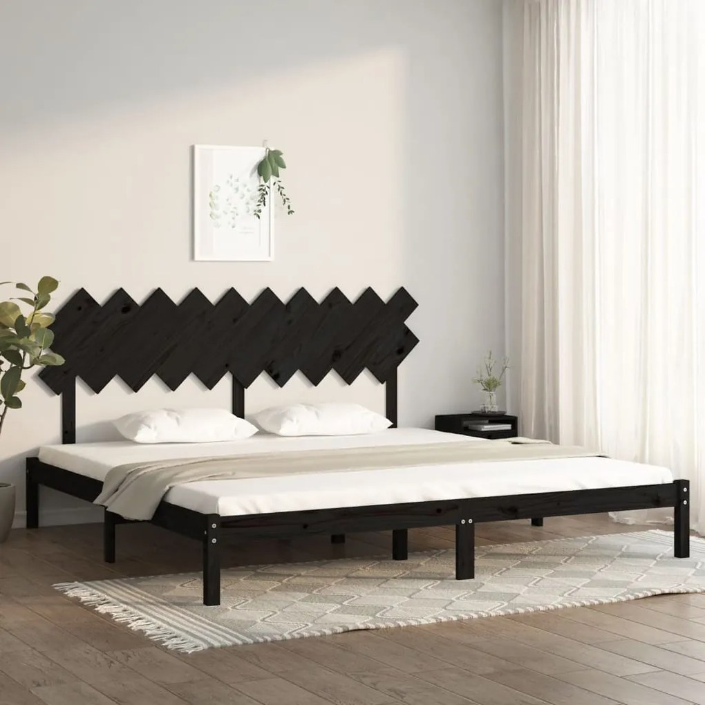 Rám postele černý 200 x 200 cm masivní dřevo 3104892