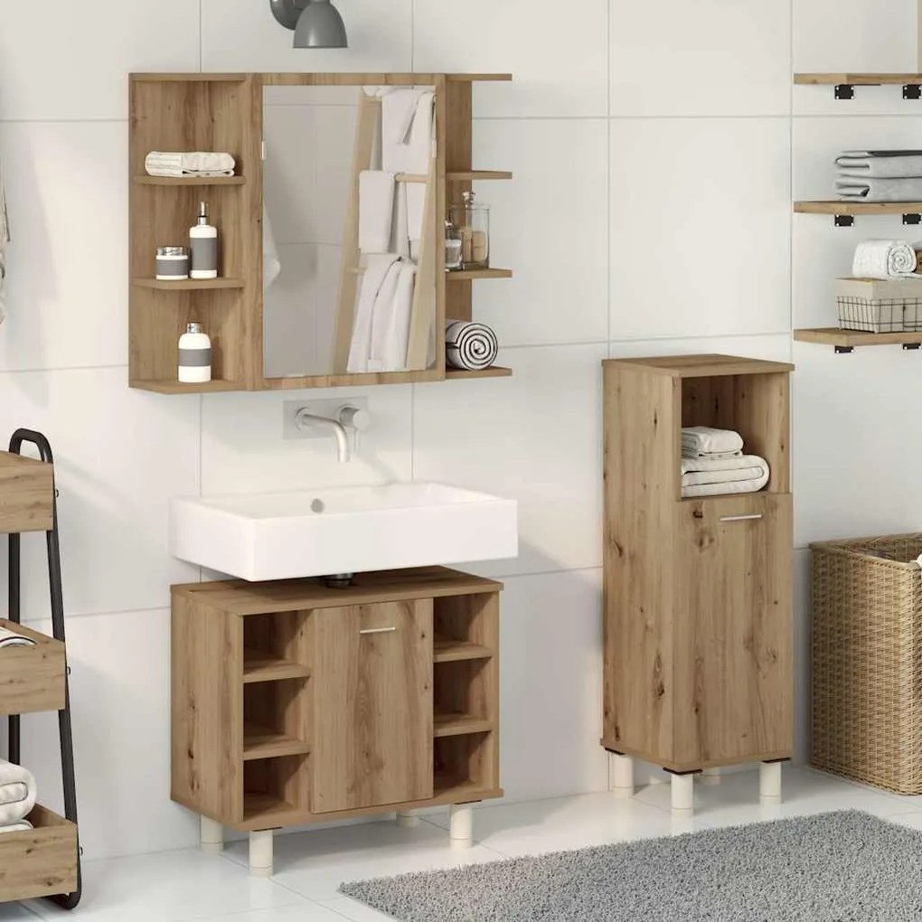 3dílná koupelnová sestava dub artisan kompozitní dřevo 3328568