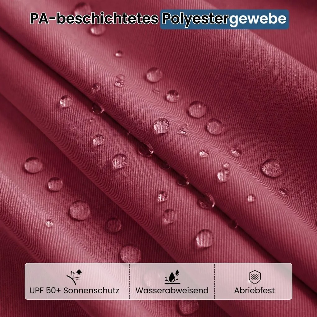 Costway Dvojitý slunečník se stojanem a LED světly a UPF 50+ vínově