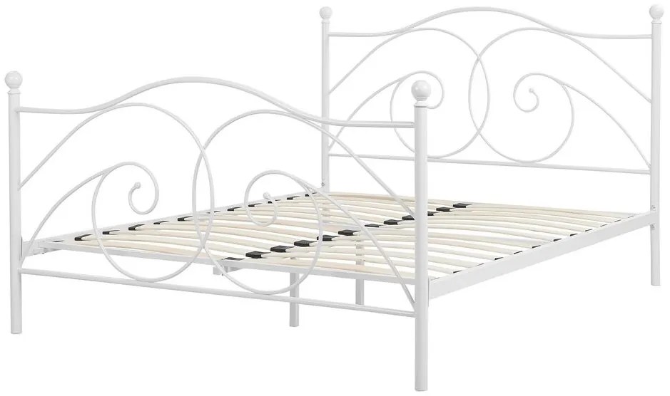 Manželská postel 140 cm DIROU (s roštem) (bílá). 1022655