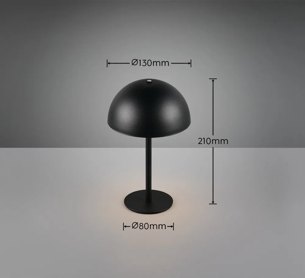 Matně černá LED stolní lampa s kovovým stínidlem (výška 21 cm) Munoz – Reality
