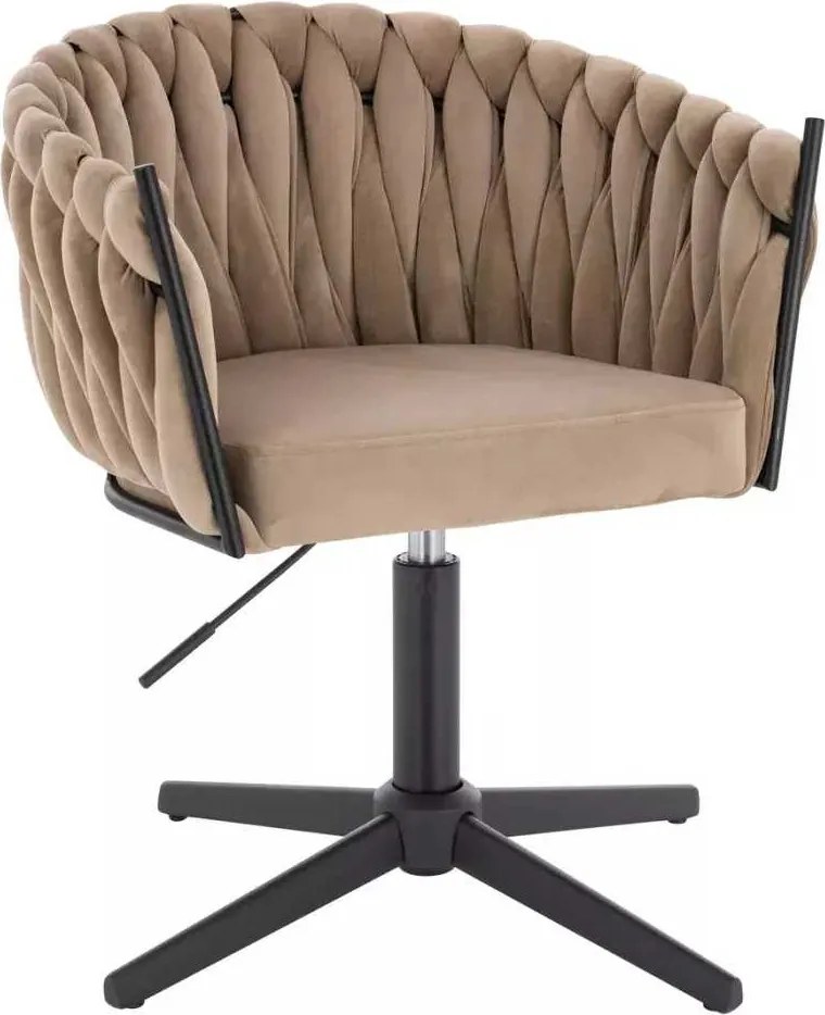 LuxuryForm DESIGN Otočná židle NORDEN VELUR na černém kříži - latte