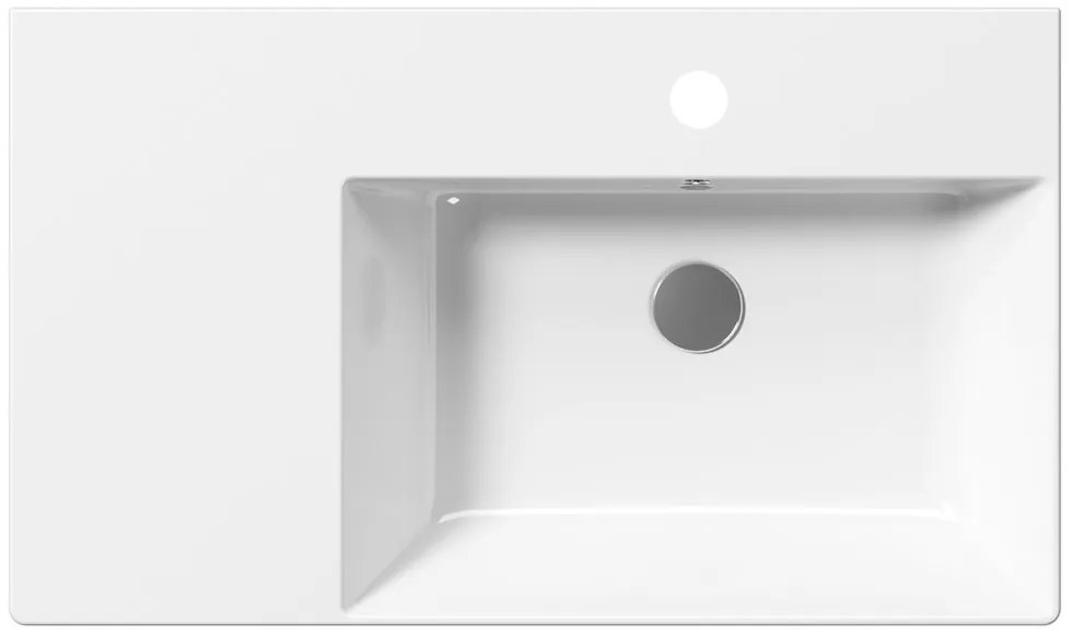 GSI GIS KUBE X keramické umyvadlo 80 x 47 cm s odkládací plochou vlevo s přepadem Extra Glaze bílá 9457111
