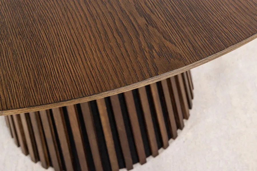 Designový jídelní stůl kulatý Wadeline 140 cm tmavý dub