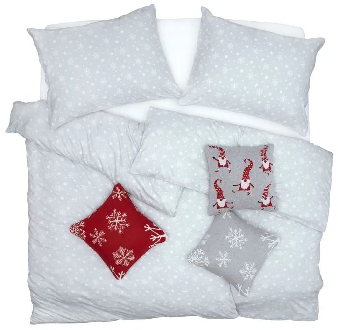 SCANquilt povlečení JERSEY vločky šedobílá 140 x 200/70 x 90 cm