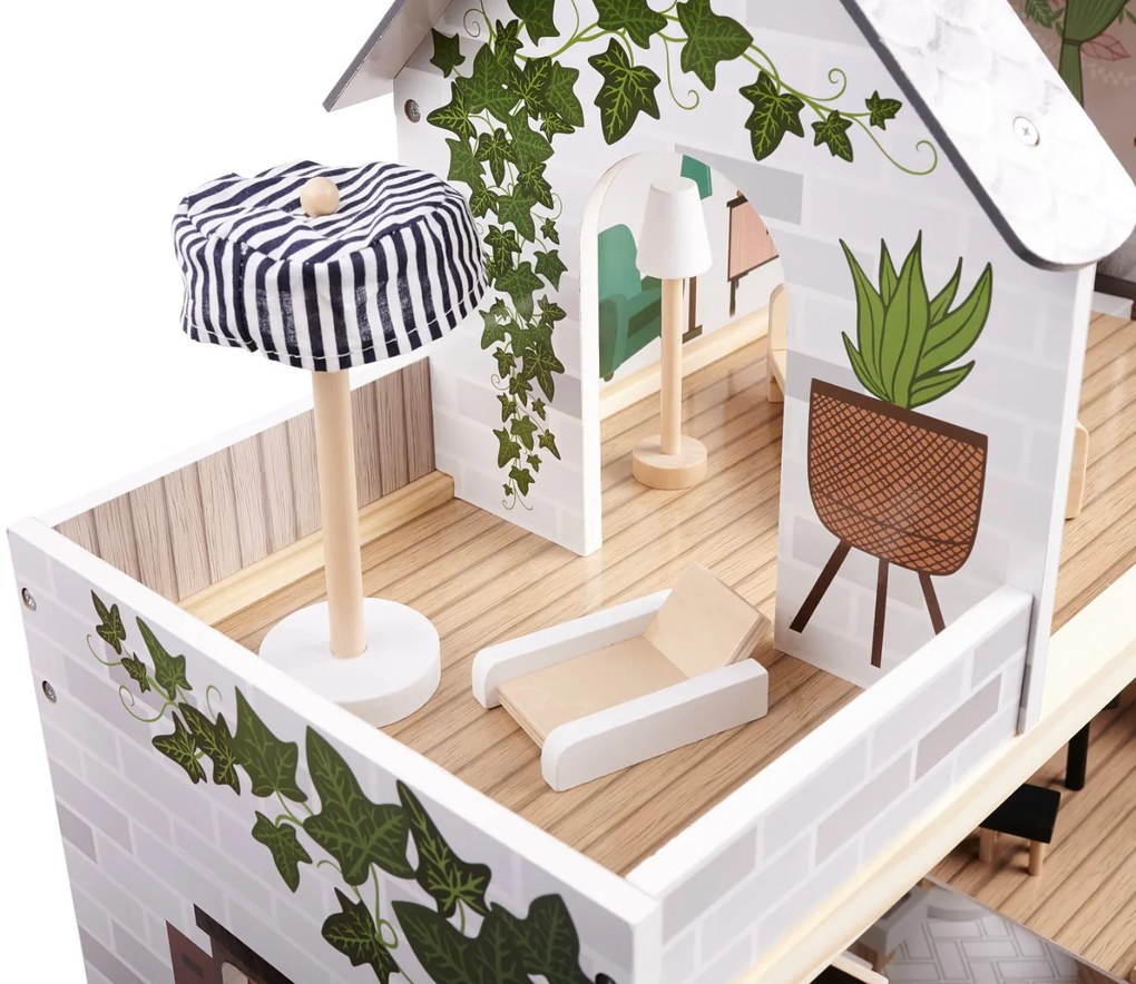 Creative Corner Dřevěný domeček pro panenky LULILO FLORO boho LED