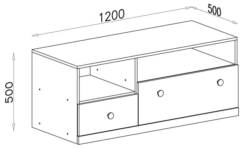 PIXEL | TV stolek PX11 | 120 cm | se zásuvkami | dub/bílá lux/šedá