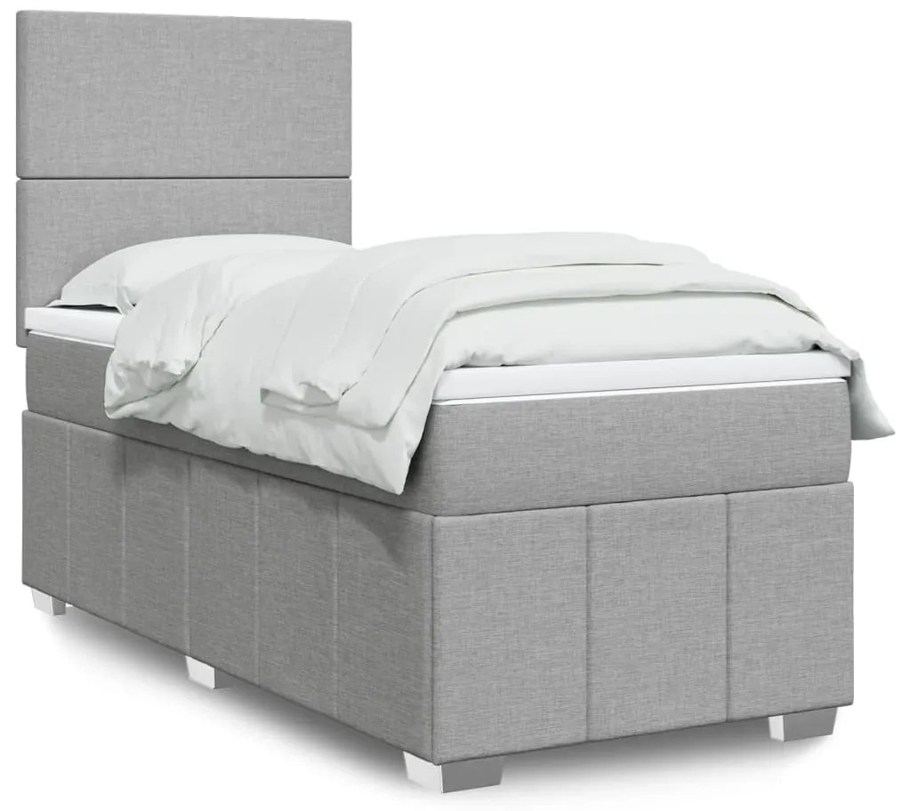 Box spring postel s matrací světle šedá 80 x 200 cm textil 3291488