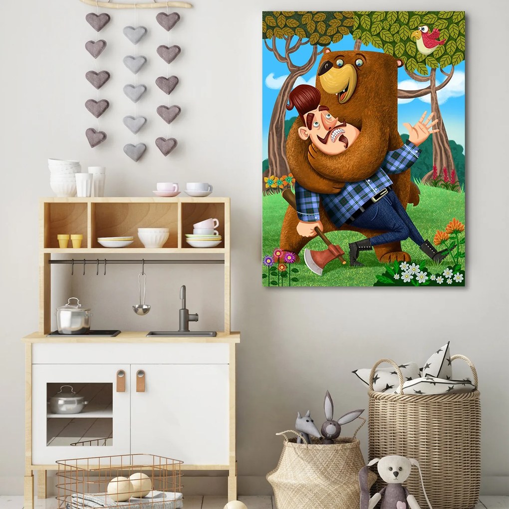Gario Obraz na plátně Medvěd a dřevorubec - Gustavo Gabriel San Martin Rozměry: 40 x 60 cm