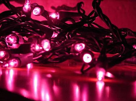 Vnitřní LED vánoční řetěz - růžová, 10m, 100 LED