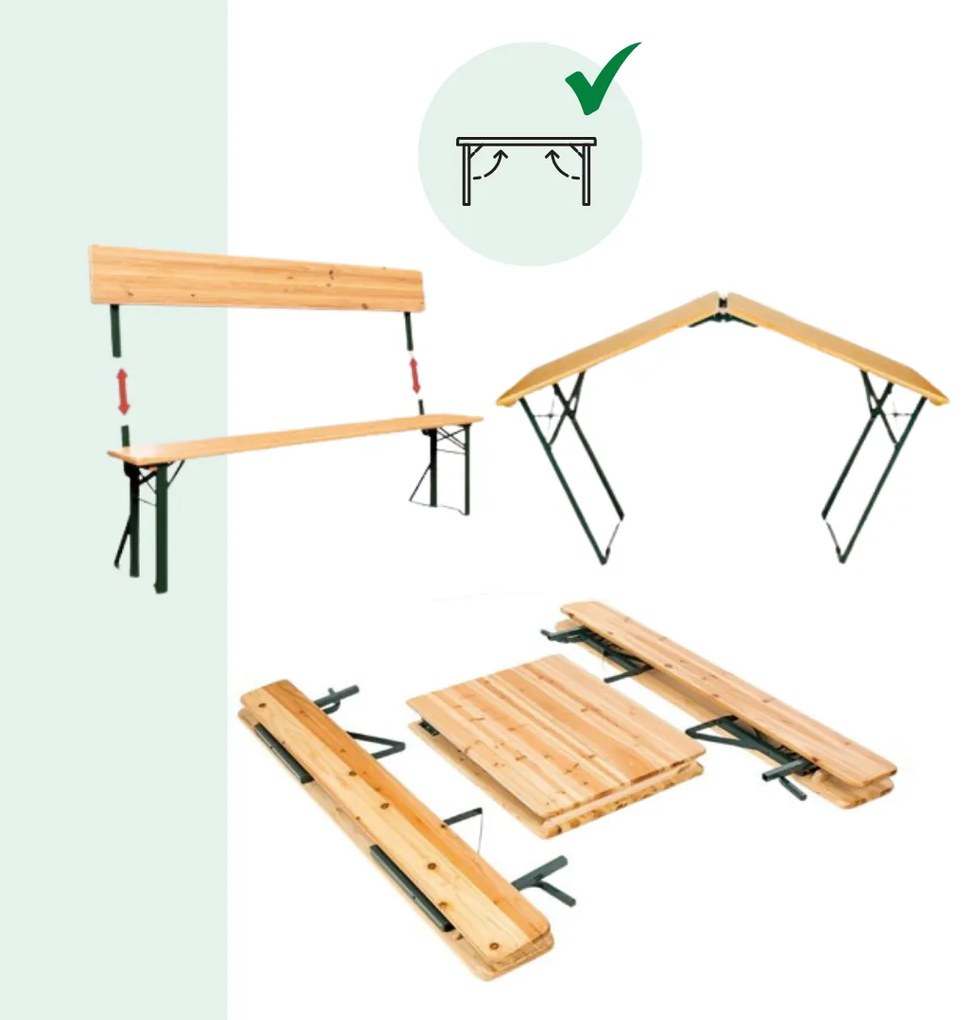 Pivní set PRAKTIK s opěradly, 170cm, hnědá Jurhan
