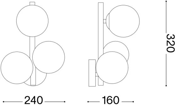 Ideal Lux - LED Nástěnné svítidlo PERLAGE 3xG9/3W/230V zlatá/kouřová