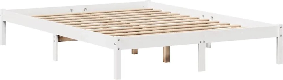 Postel s knihovnou bez matrace bílá 135x190 cm masivní borovice 3321535