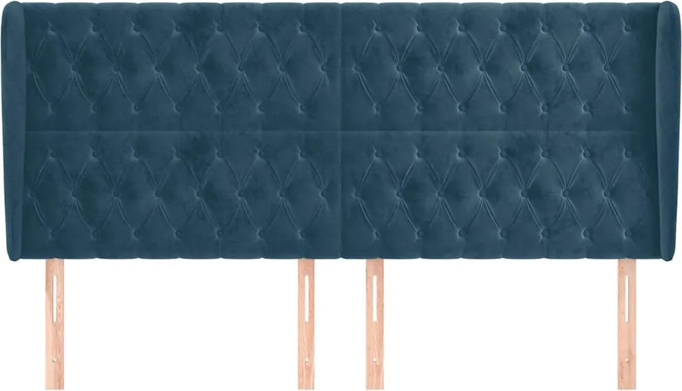 Čelo postele typu ušák tmavě modrá 183x23x118/128 cm samet 3118356