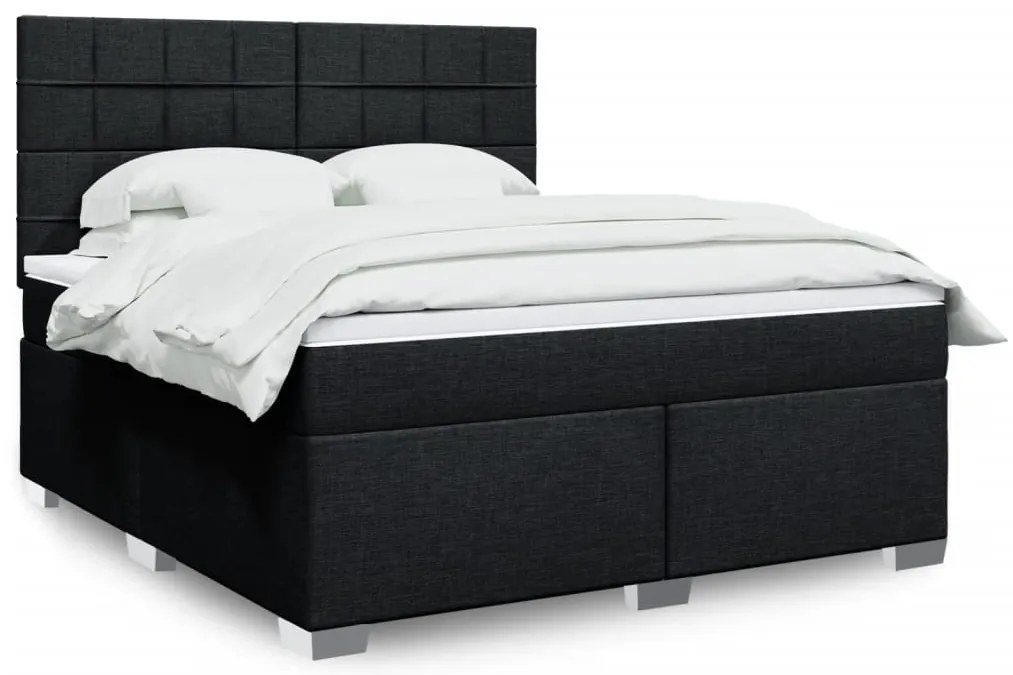 Box spring postel s matrací černá 180x200 cm textil 3292869