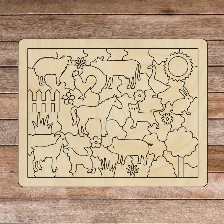 Dřevěná montessori smyslová pomůcka - Zvířátka na farmě | SENTOP H018