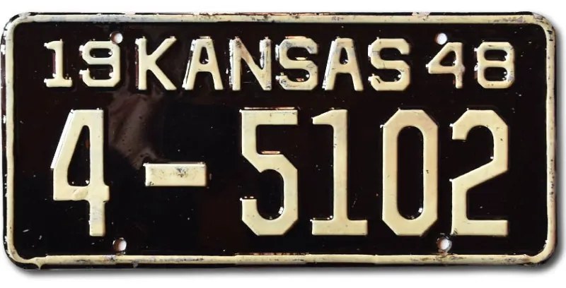 Americká SPZ Kansas 1948 Black 4-5102
