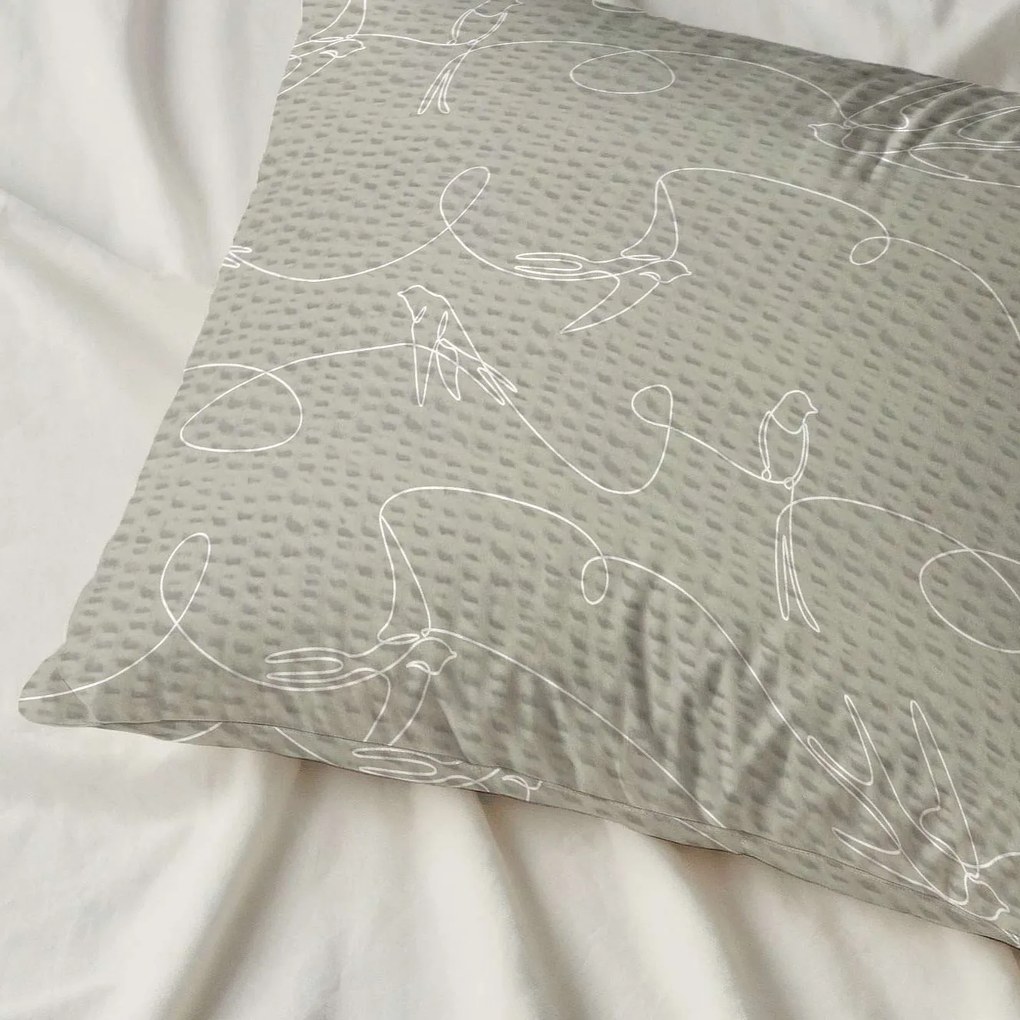 Krepové prodloužené povlečení Vlaštovky v letu - béžové Velikost: 140 x 220 + 70 x 90