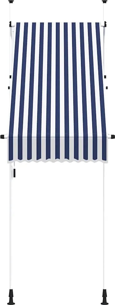 Ručně zatahovací markýza 100 cm modro-bílé pruhy 145829
