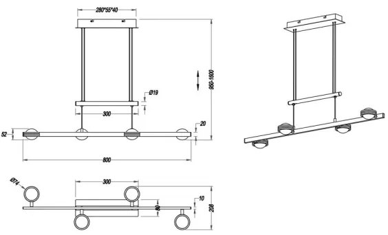 TRIO - LED Lustr na lanku LENTIL 8xLED/2,3W/230V