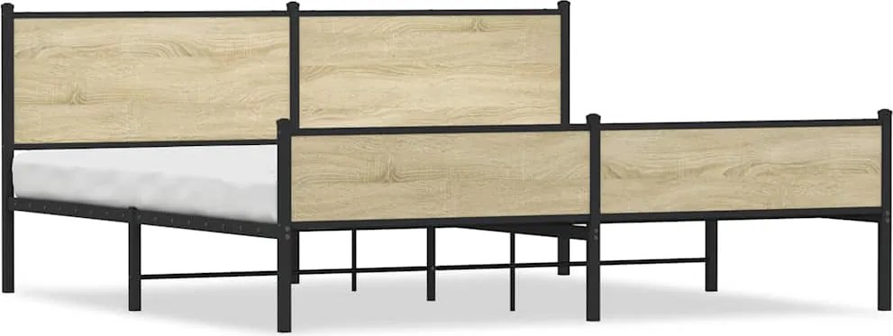 Kovový rám postele bez matrace dub sonoma 200 x 200 cm 3301404