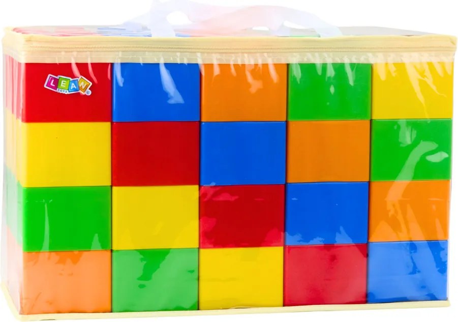 LEAN Toys Sada velkých barevných stavebních kostek v tašce, 28,5 × 9 × 9 cm, 20 ks.