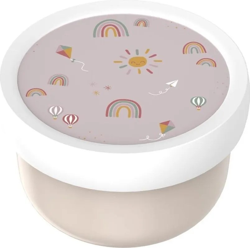 Béžový plastový dětský svačinový box Sunshine &amp; Rainbow – Mepal