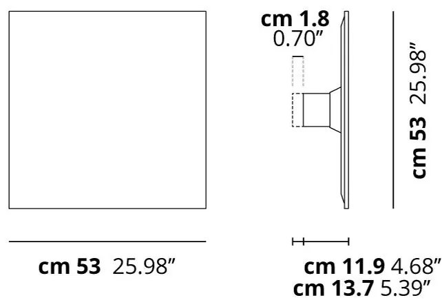 Lodes Puzzle Mega Square Small, červené svítidlo pro nepřímé osvětlení, 3x15W LED 2700/3000K stmívatelné, 53x53cm