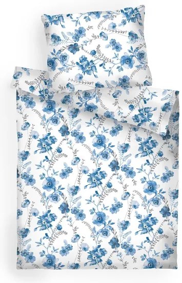 Dadka Povlak na polštář flanel Kvítí modré na bílém  70x90 cm