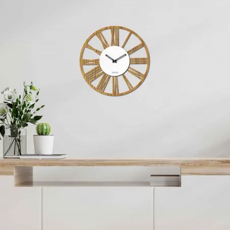 Moderní dřevěné nástěnné hodiny rýmské - Luxusní design | SENTOP HDFK028-dub