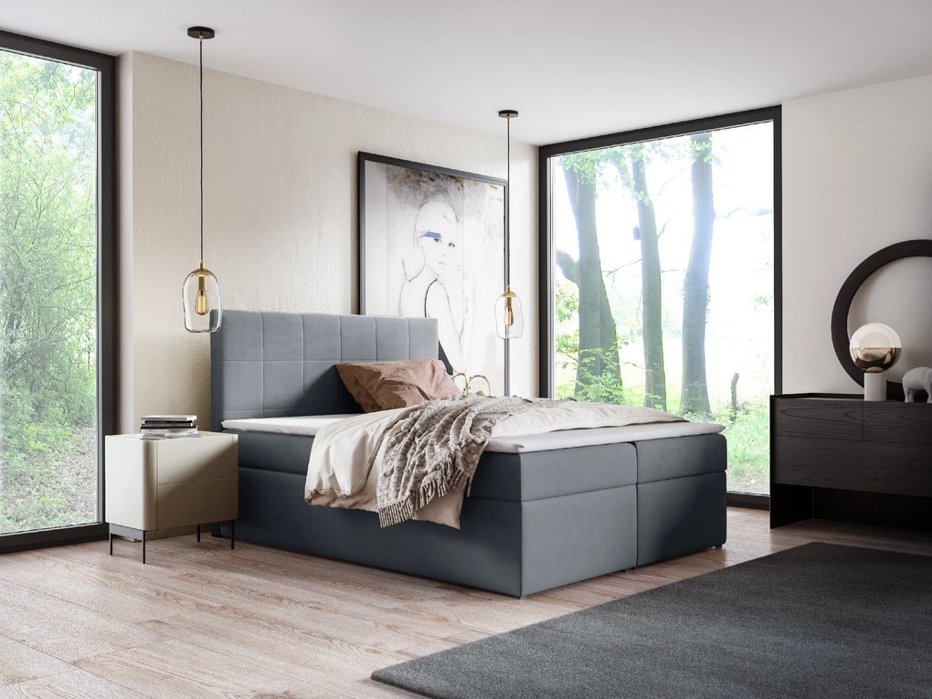 Eka Kontinentální čalouněná postel SMART - Trinity (160x200 cm) Barva látky Trinity: Krémově bíla (Trinity 2301)