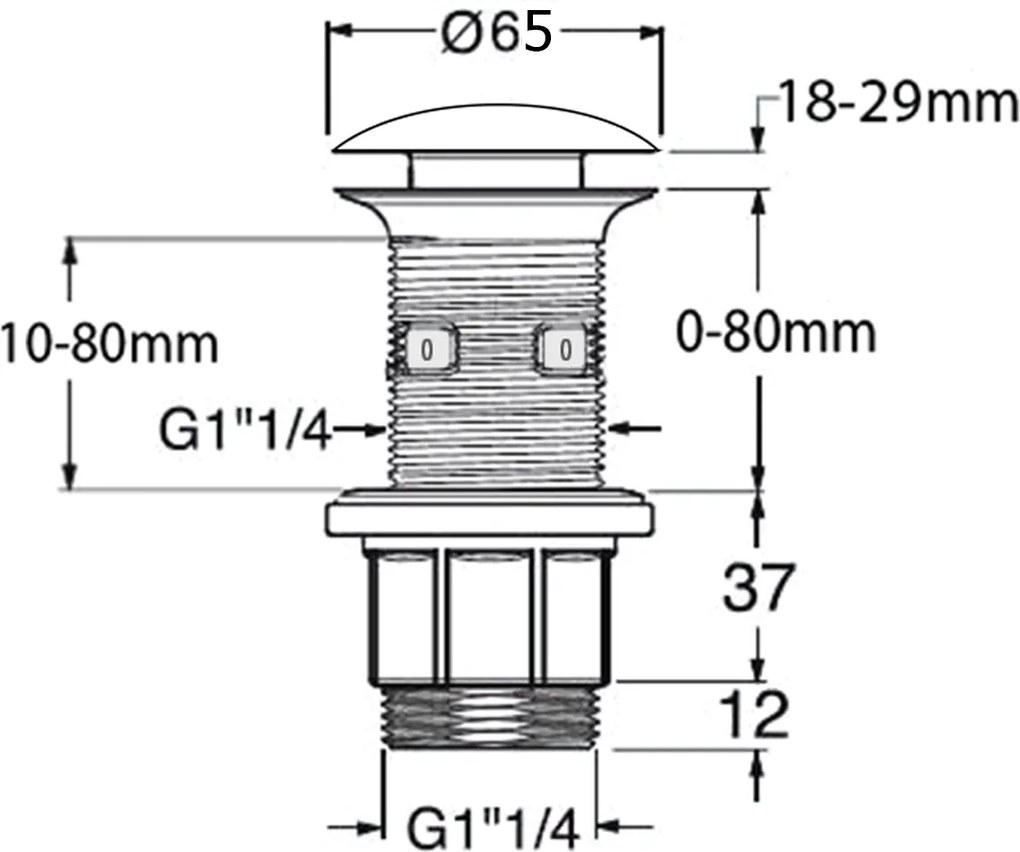 Sapho umyvadlová výpust 5/4 click-clack betonová zátka tmavě hnědá FG915