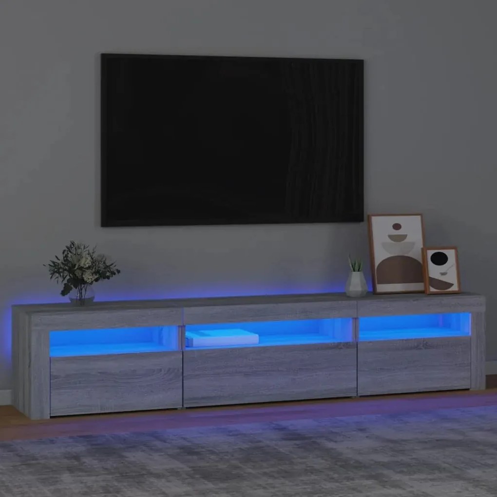 Fionshop 263588163 Tv skříňka s Led osvětlením šedá sonoma 195x35x40 cm