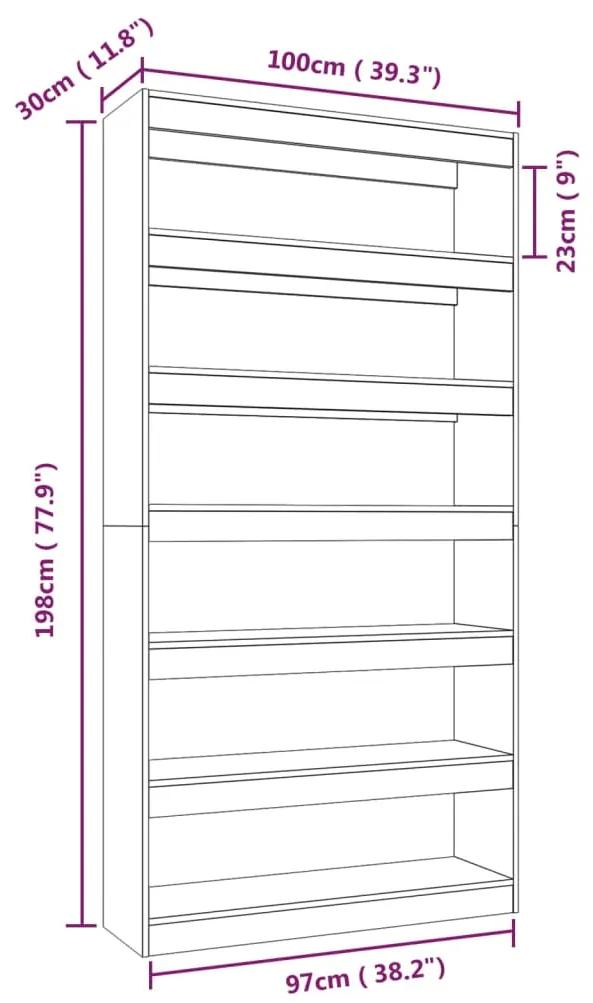 Knihovna / dělicí stěna bílá 100 x 30 x 198 cm kompozitní dřevo - Default Title