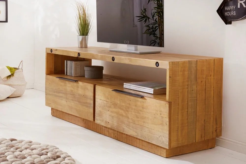 Designový TV stolek Harlow 150 cm přírodní - borovice