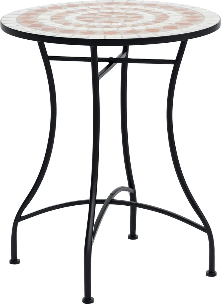 Outsunny Zahradní Stůl Ø60 x H71cm, Voděodolný Patio Stůl z Kovového Materiálu, Exteriérový Jídelní Stůl, Stůl na Piknik, Kulatý Patio Stůl pro Zahrad