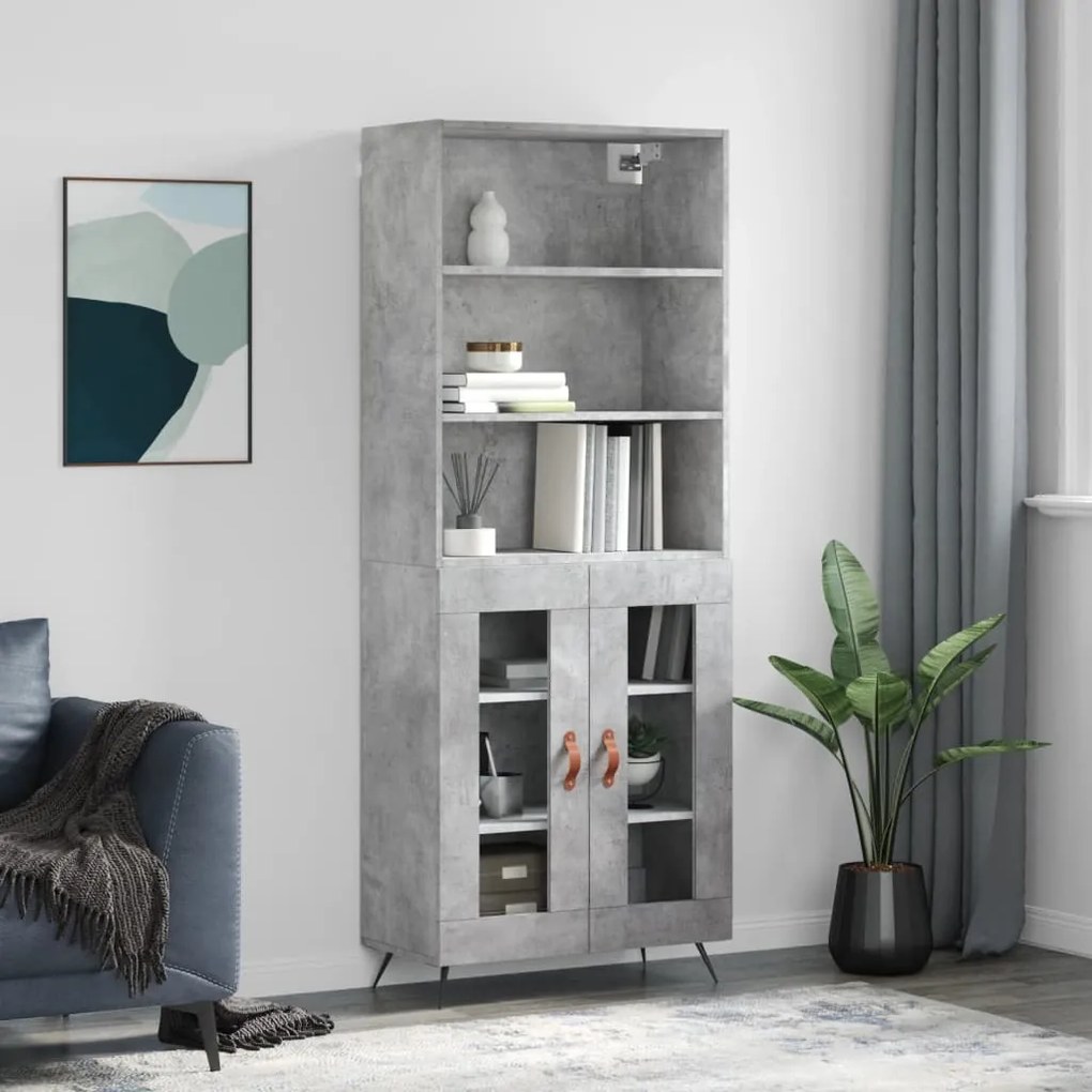 Skříň highboard betonově šedá 69,5x34x180 cm kompozitní dřevo 3189289