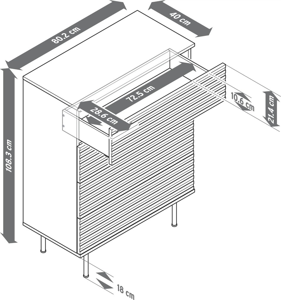 Tchibo - Komoda »Finnsbo« s lamelovým vzhledem - barva: hnědá