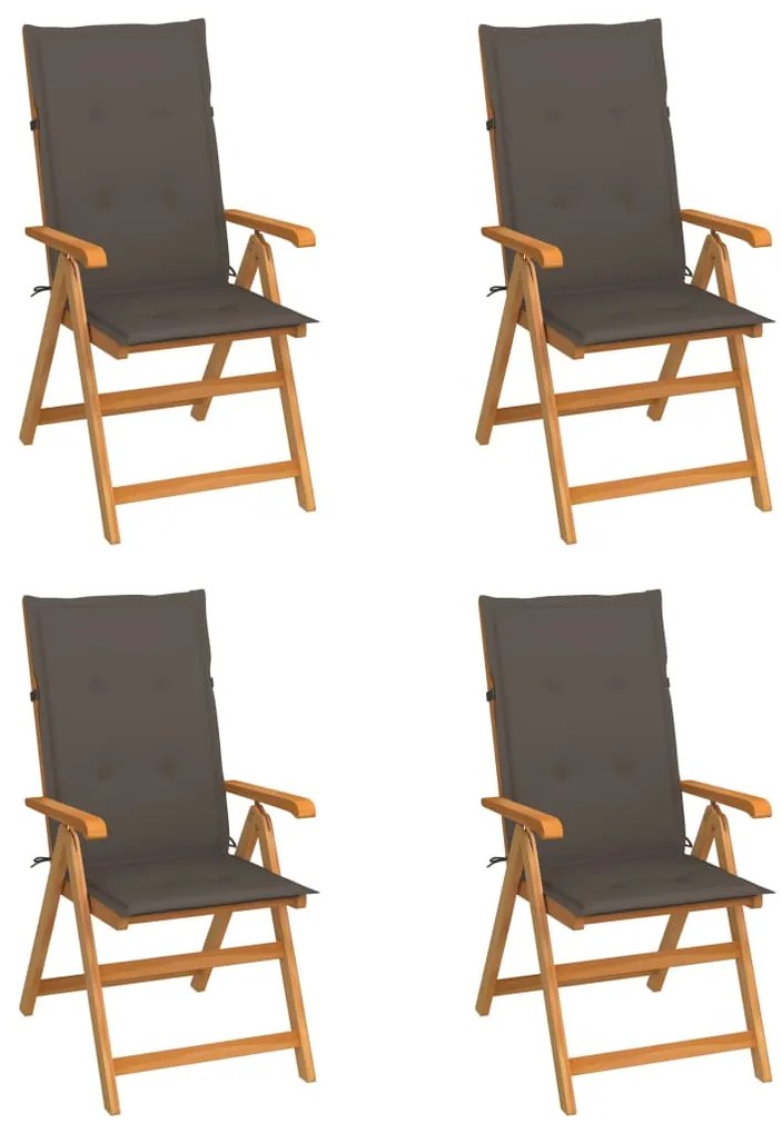 vidaXL Zahradní židle 4 ks s taupe poduškami masivní teak