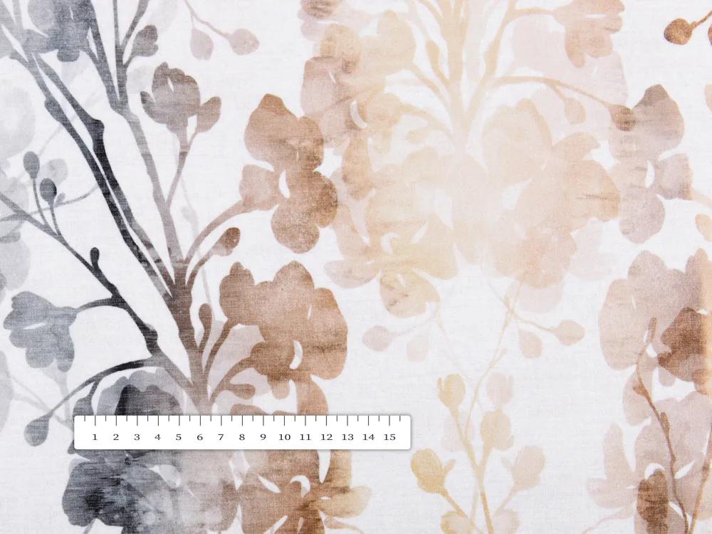 Biante Sametový povlak na polštář s lemem Tamara TMR-008 Hnědé a šedé pnoucí rostliny 45 x 45 cm