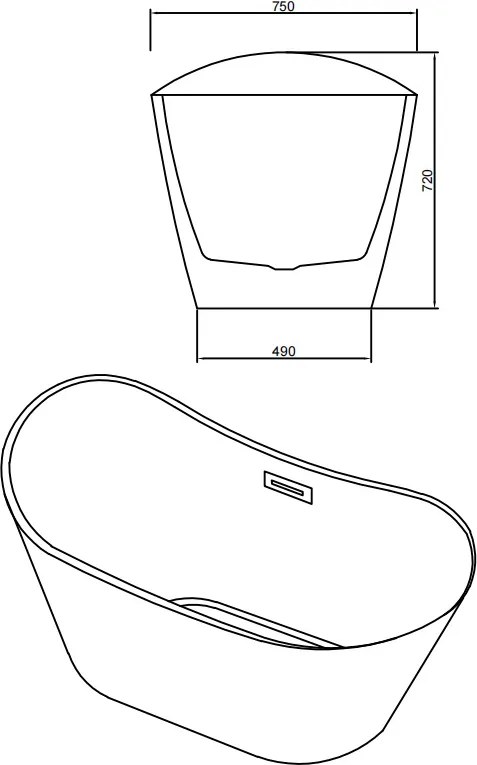 BPS-koupelny Volně stojící akrylátová vana HYD-RIC513C 170x72 bílá, odtokový komplet bílý matný